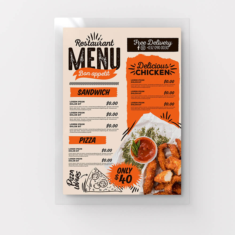 Laminated Restaurant Menus - Perfect for Restaurants